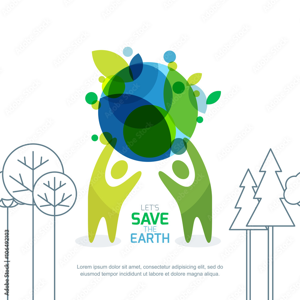 People holding green earth. Abstract background for save earth day ...