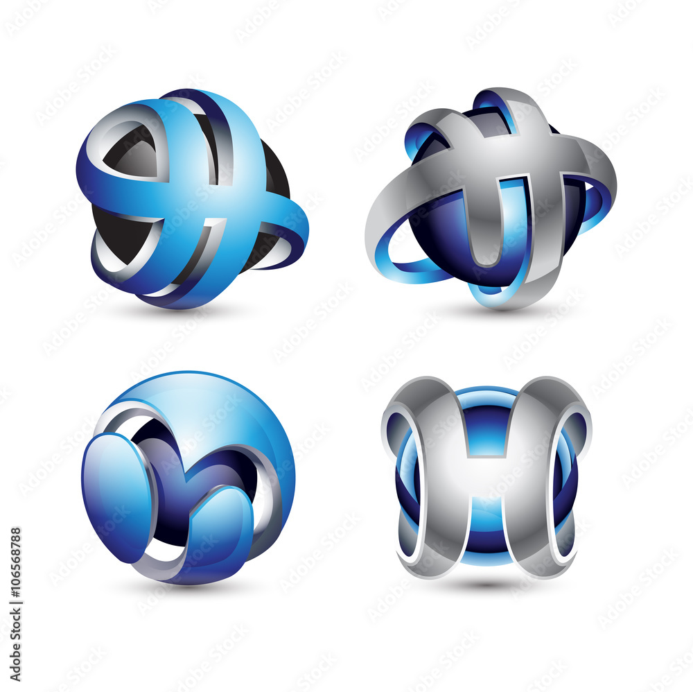 Letter H 3D Sphere Logo Design Elements Stock Vector | Adobe Stock