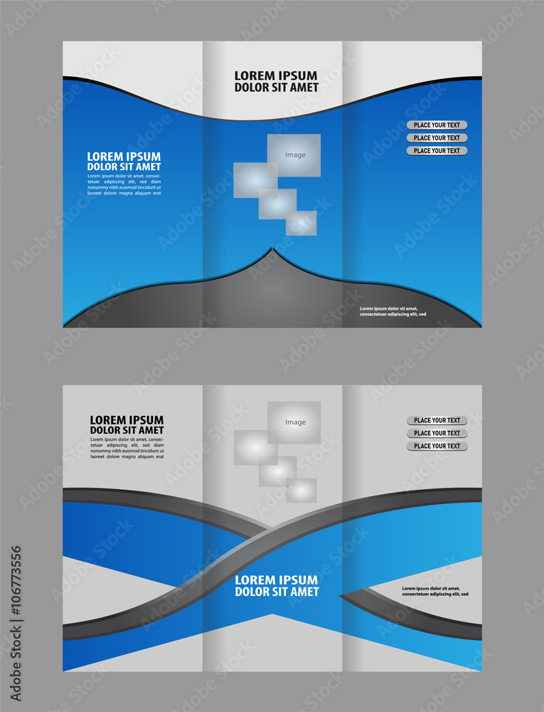 Vector blue tri-fold brochure design template Stock Vector | Adobe Stock