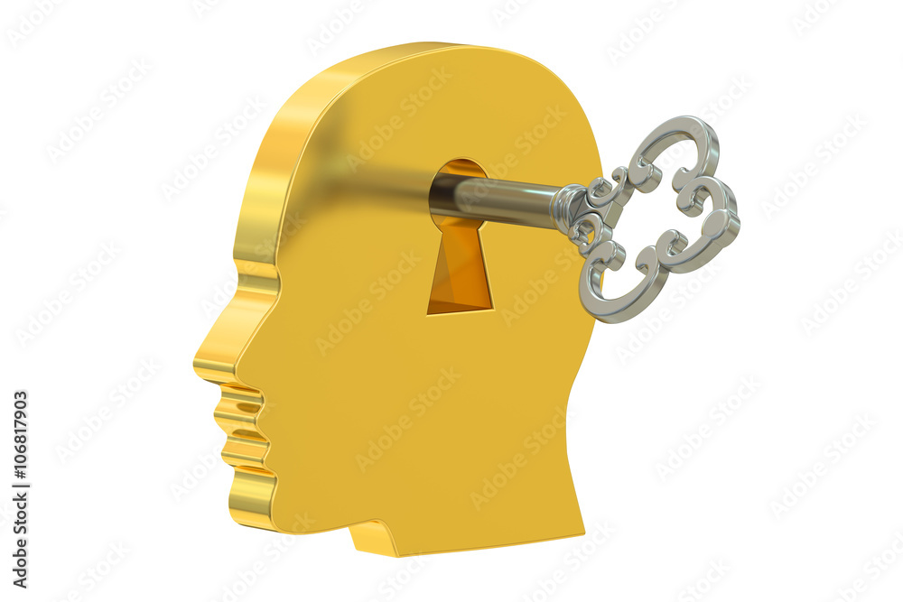 head with key , 3D rendering Stock Illustration | Adobe Stock