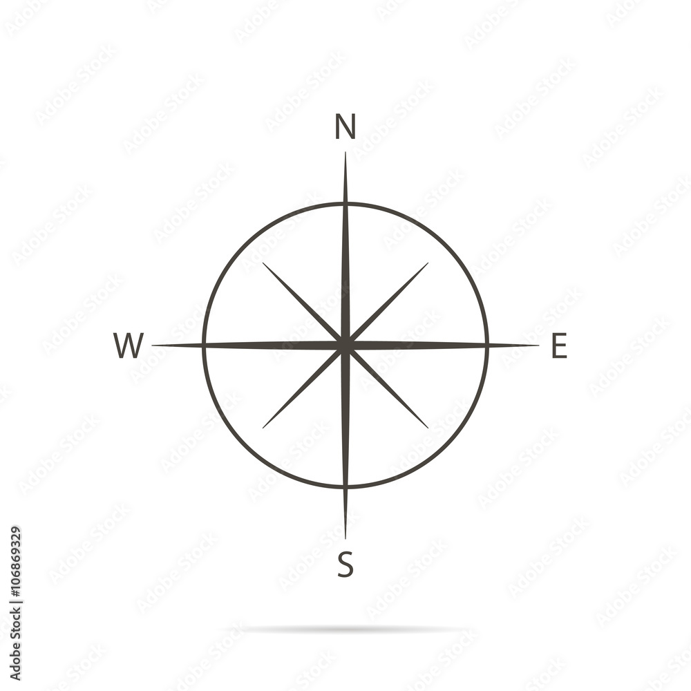 Icon compass on white background and flat design Stock Vector | Adobe Stock