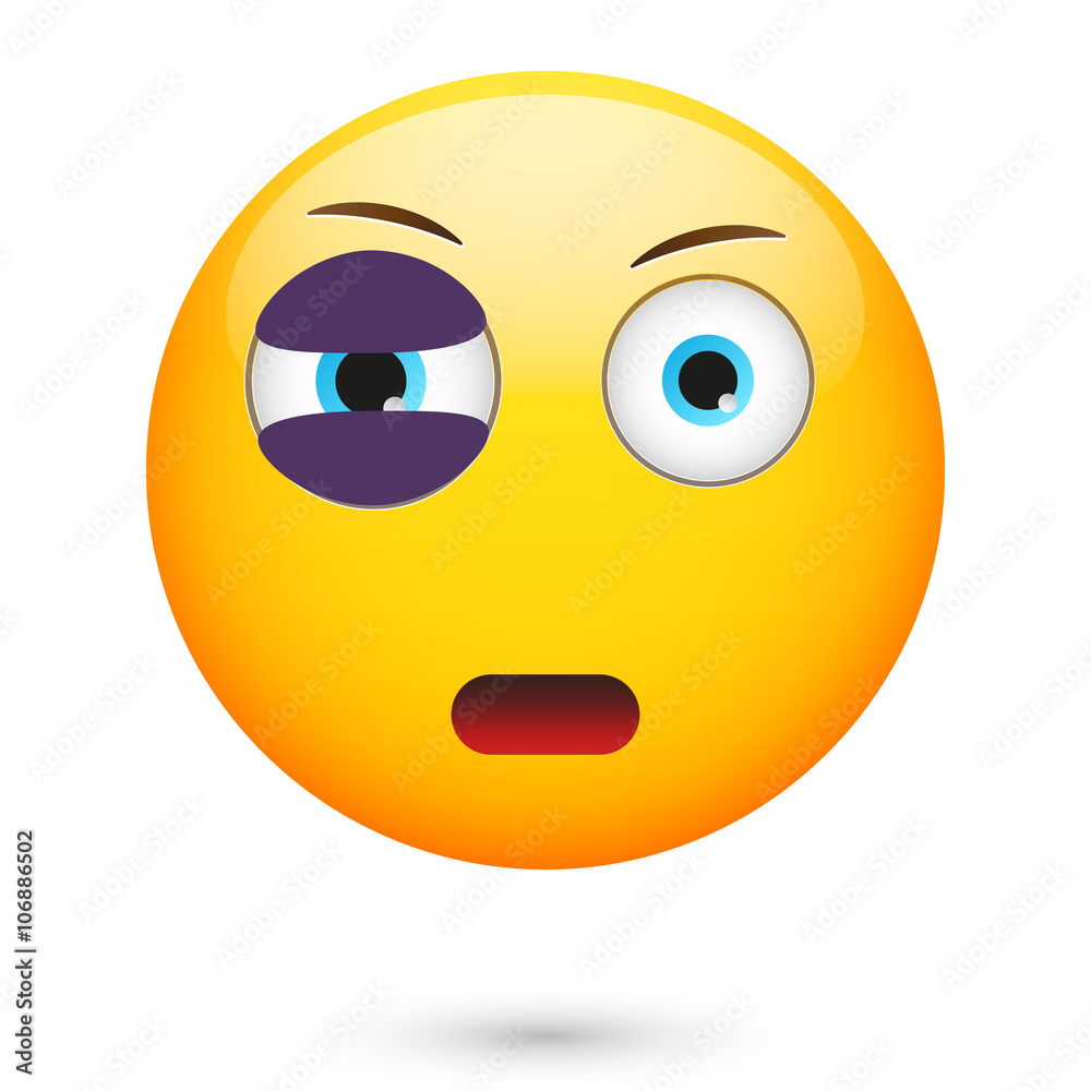 Emoticon black eye. Isolated vector illustration on white background ...