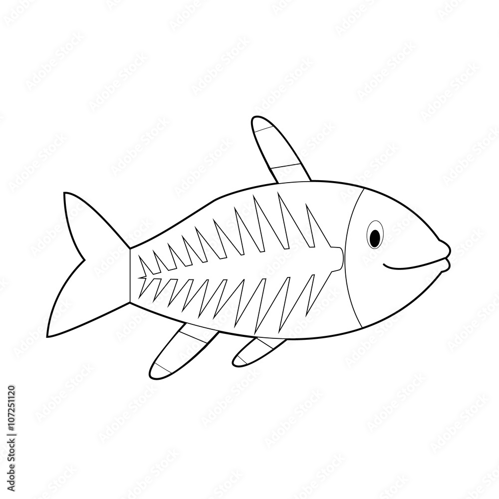 Easy Coloring Animals for Kids: X-Ray Fish Stock Vector | Adobe Stock