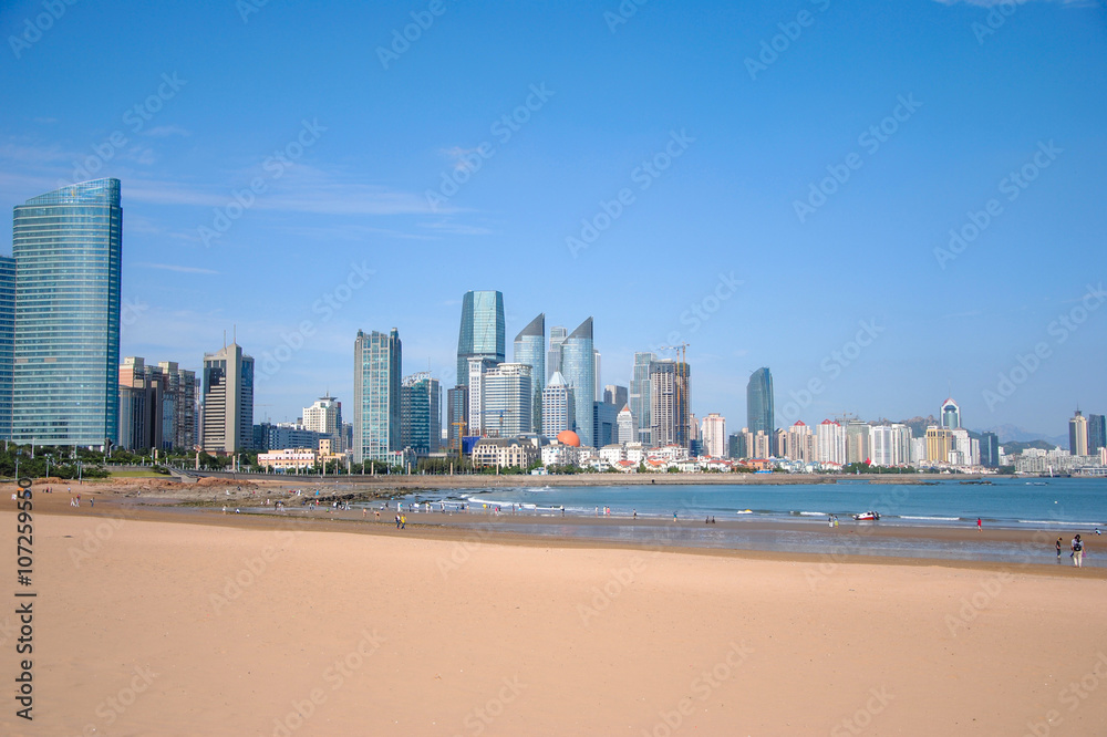Foto de Stock sea front skyscrapers in Shinan district view from No. 5 ...