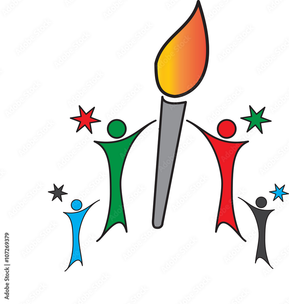 Cartoon People Sport Meet Logo Stock Photo | Adobe Stock