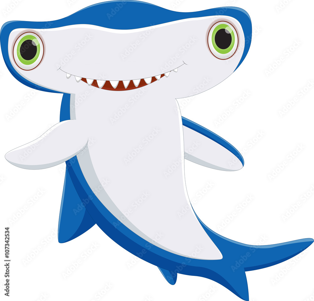 Cute hammerhead shark cartoon Stock Vector | Adobe Stock