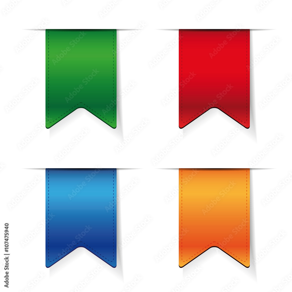 Vector Ribbon set - red, blue, green, orange Stock Vector | Adobe Stock
