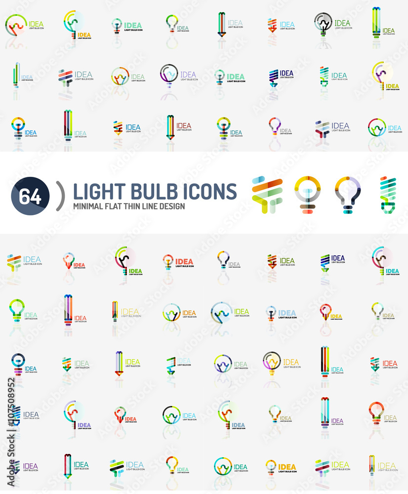 Mega set of light bulb logos Stock Vector | Adobe Stock