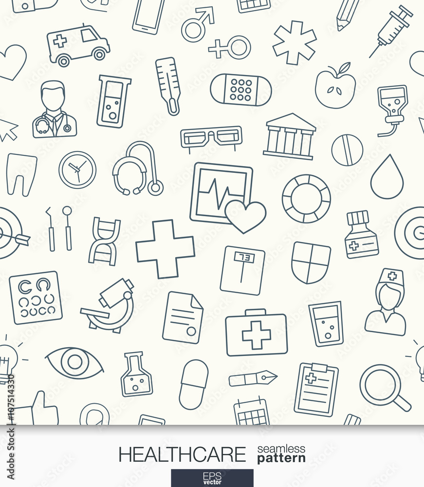 Healthcare wallpaper. Medical seamless pattern. Tiling textures with ...