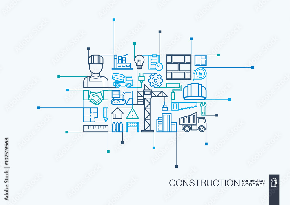 Construction integrated thin line symbols. Modern linear style vector ...