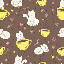 Coffee And Tea Cats Pattern Free Stock Photo - Public Domain Pictures