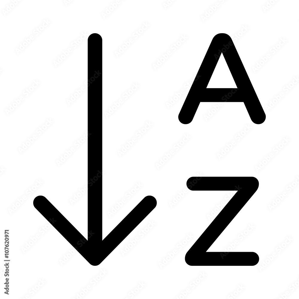 Sort / organize by alphabetical order list line art icon for apps and ...