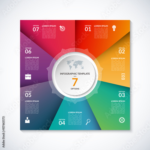 Vector infographic square template. Banner with 7 steps, stages ... Vector infographic square template. Banner with 7 steps, stages ...