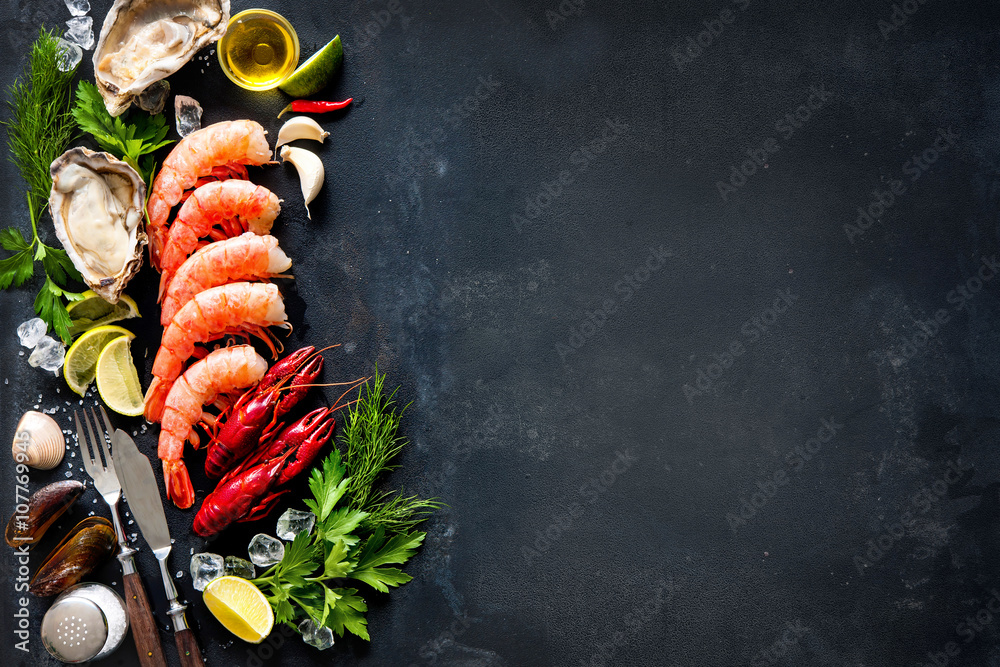 Shellfish plate of crustacean seafood Stock Photo | Adobe Stock