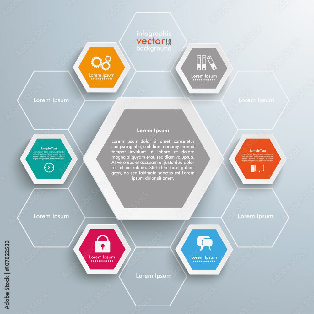 Hexagon Honeycomb Structure Infographic Stock Vector | Adobe Stock