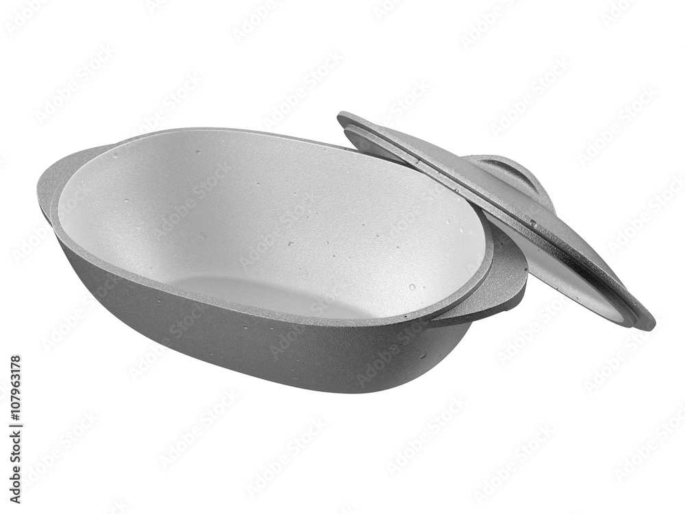 Vintage cast iron Roasting Pot on white background. 3D image Stock ...