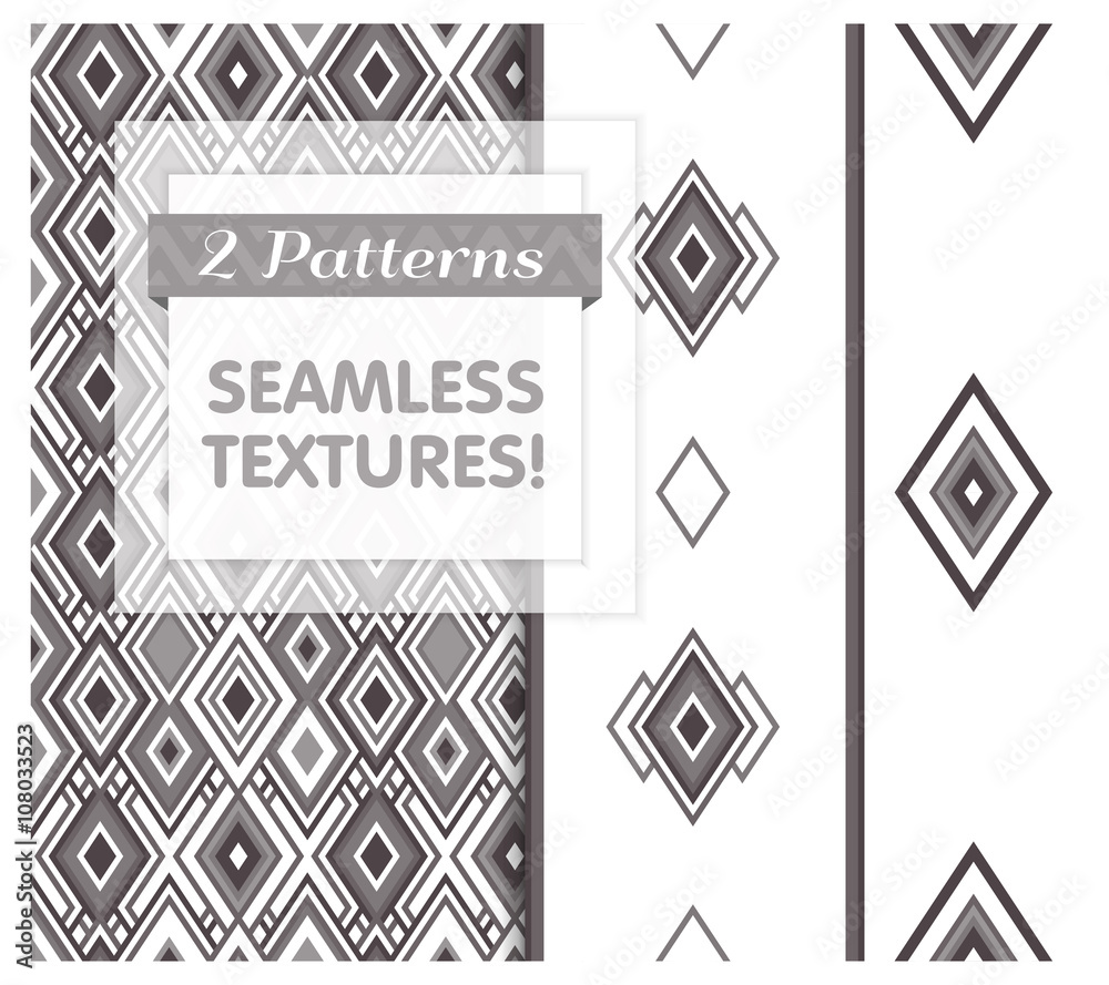 VECTOR eps 10. 2 Seamless Art Deco and Boho textures of anthracite plum ...