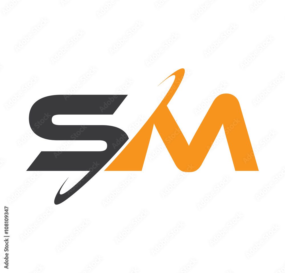 SM initial logo with double swoosh Stock Vector | Adobe Stock