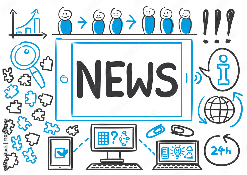 Stick Figure Series Blue / News Stock Vector | Adobe Stock