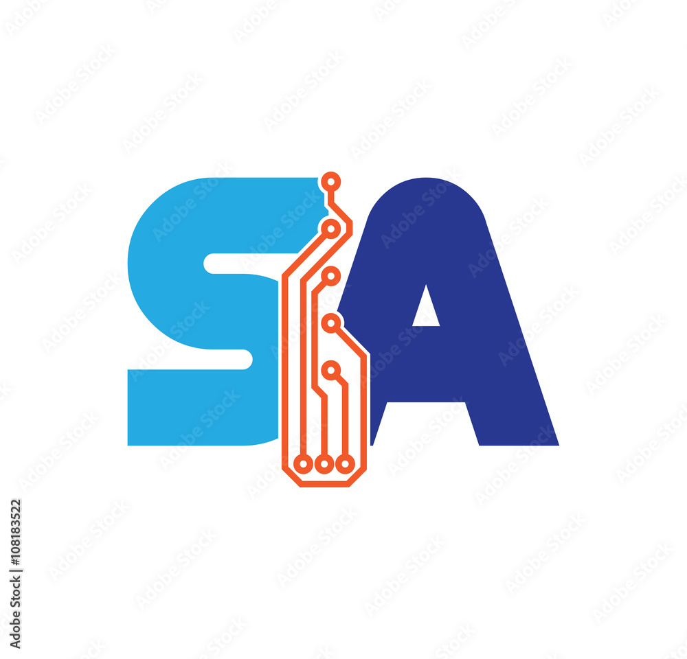 sa logotype simple tech Stock Vector | Adobe Stock