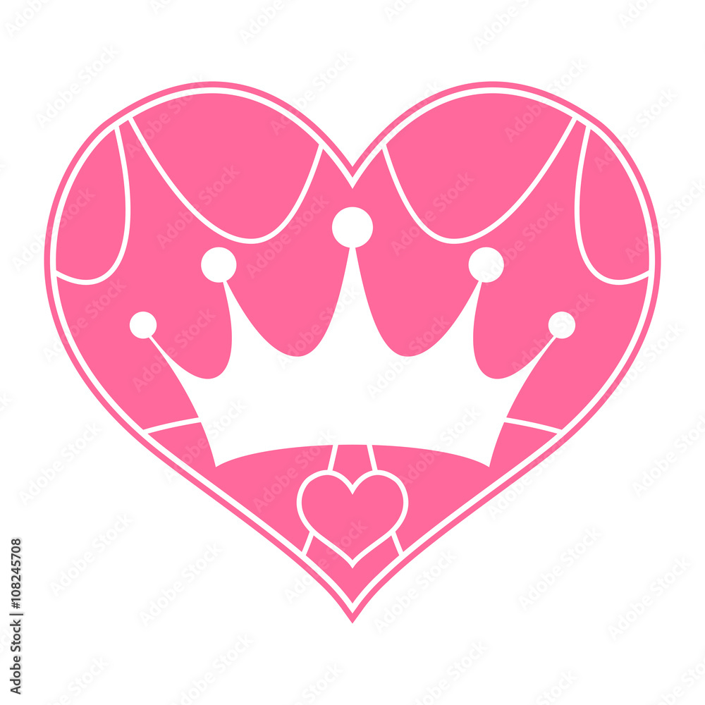 Pink princess crown heart Stock Vector | Adobe Stock