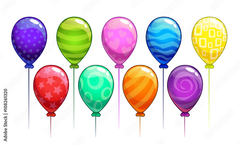 Cartoon vector colorful balloons set Stock Vector | Adobe Stock