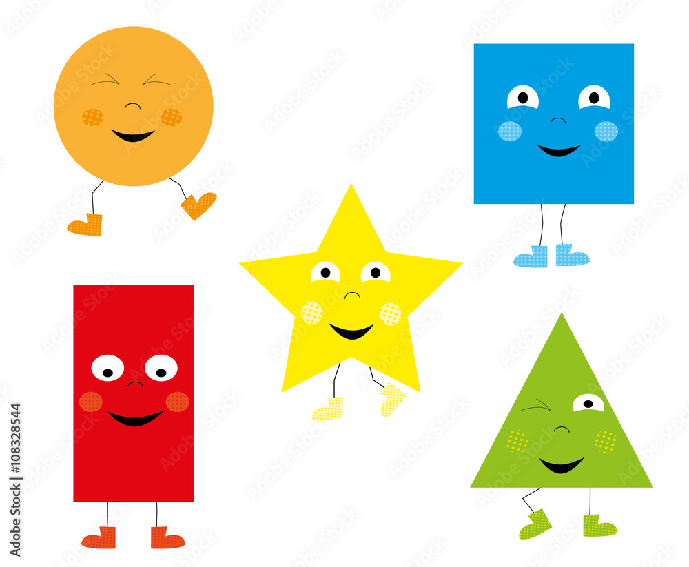 Learning Set of funny dancing basic geometric smiling cartoon shapes ...