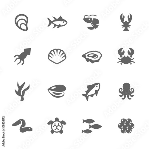 Simple Sea Food Icons Stock Vector | Adobe Stock
