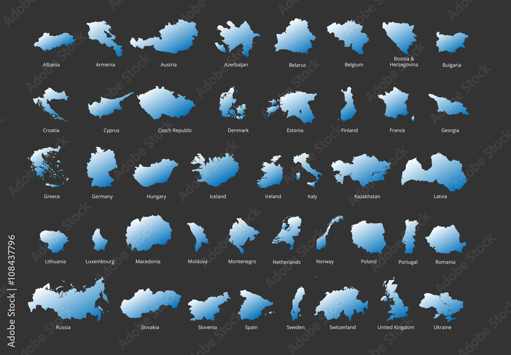 Colorful European countries political map with clearly labeled ...