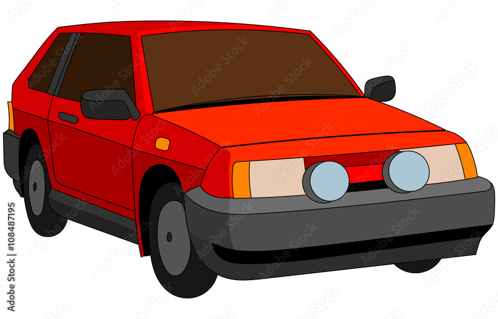 Cartoon Russian famous red car with tinted windows. Stock Vector ...