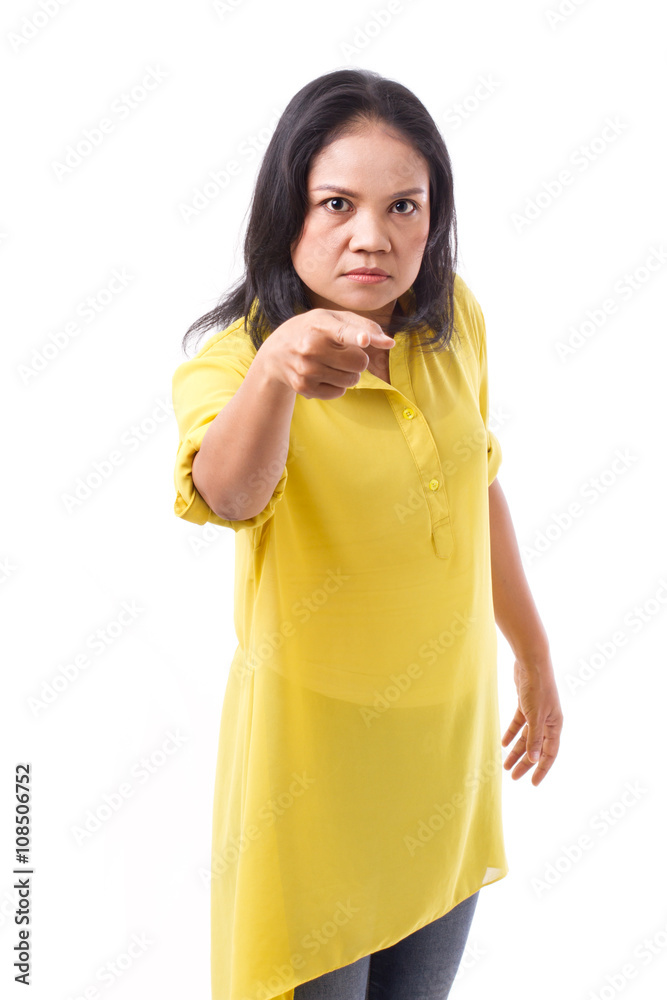 angry middle aged woman pointing Stock Photo | Adobe Stock