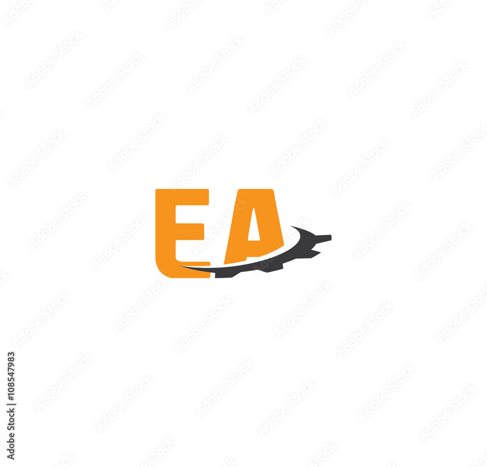 ea alphabet with swoosh gears Stock Vector | Adobe Stock
