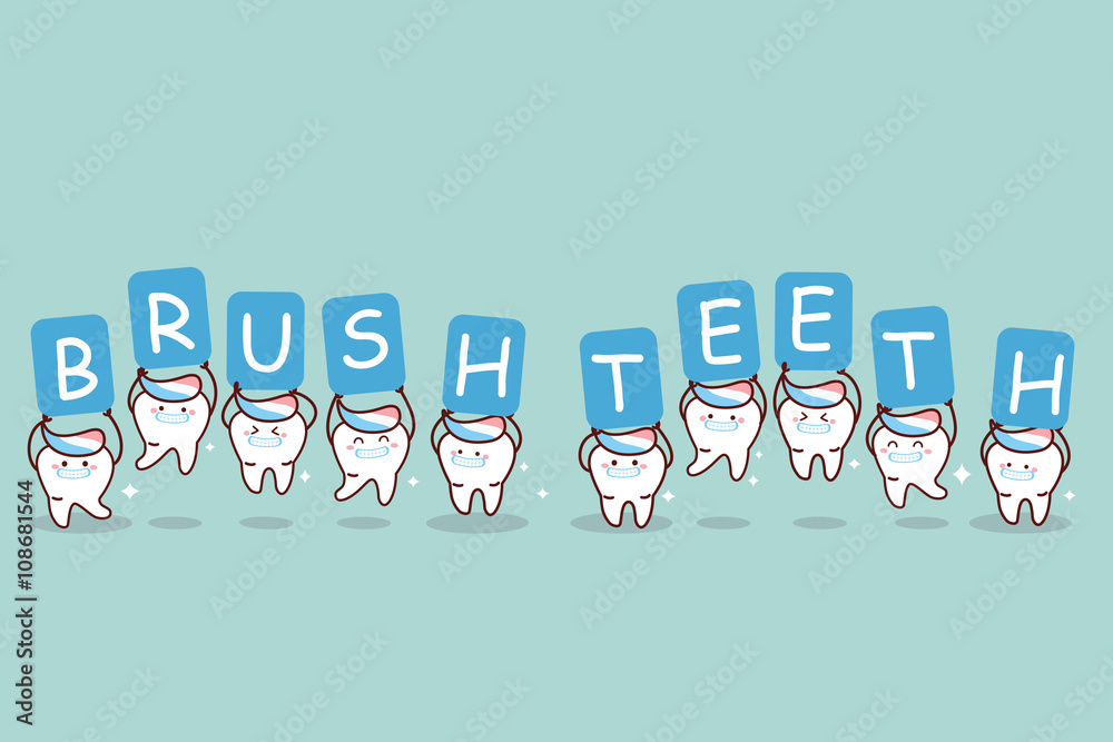 cartoon tooth holding billboards Stock Vector | Adobe Stock