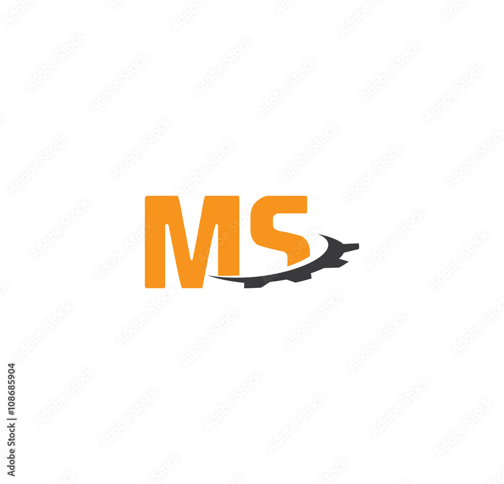 ms alphabet with swoosh gears Stock Vector | Adobe Stock
