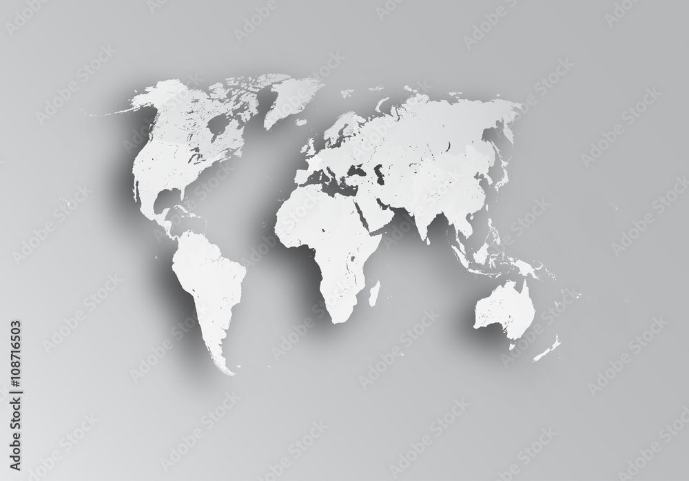 Very detailed political map of the world with paper cut effect. Map ...