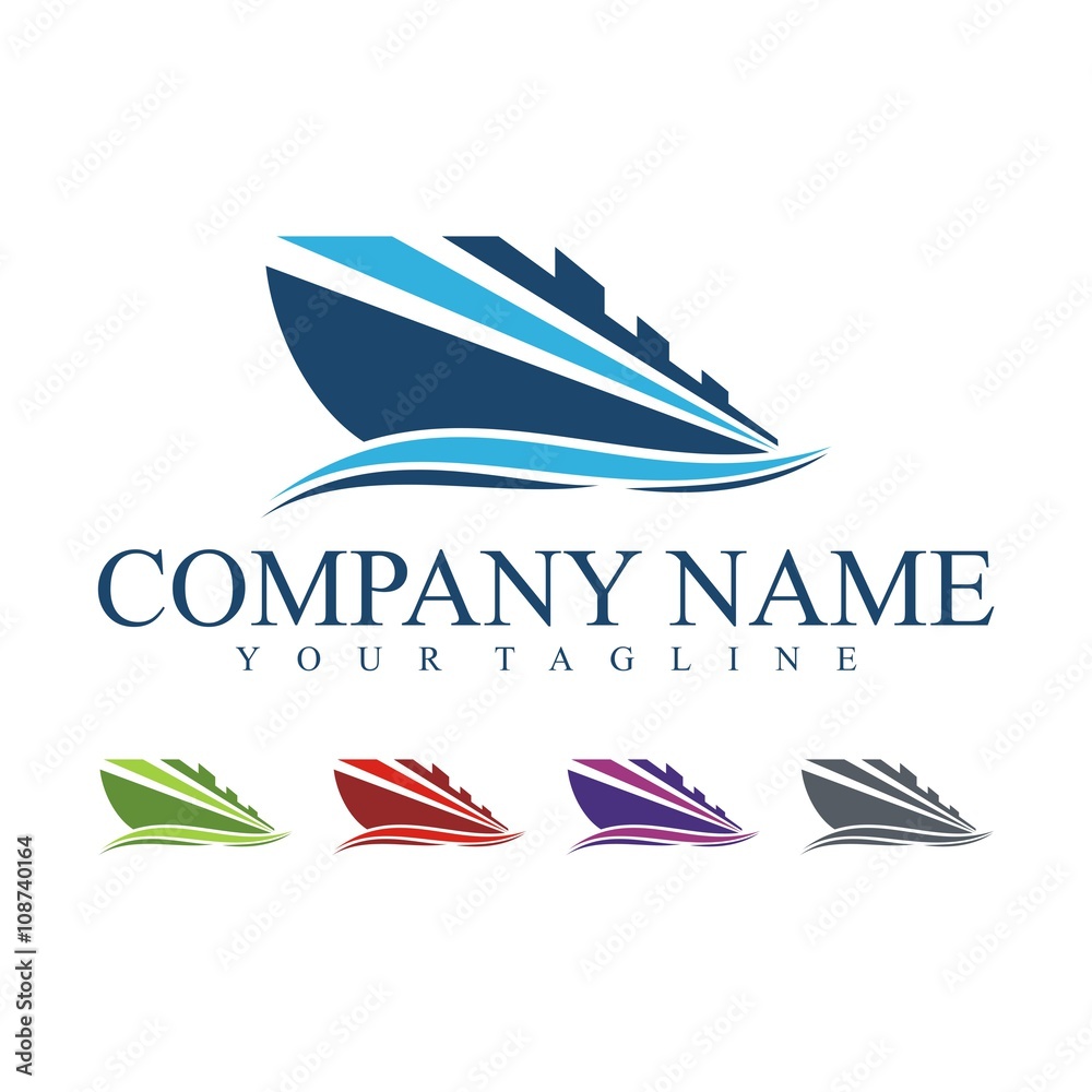 Ship Logo Blue Color Simple Design Stock Vector | Adobe Stock