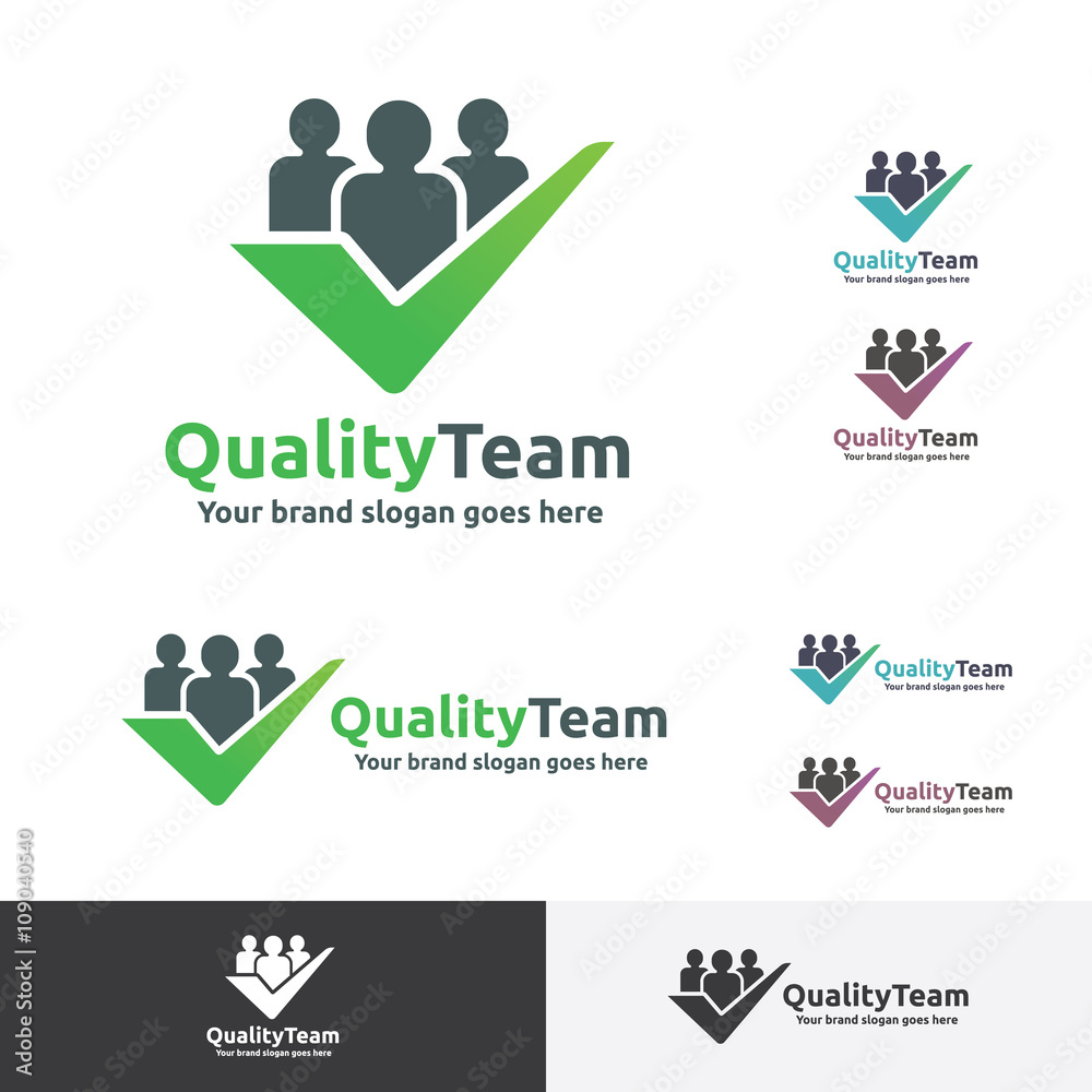 Quality Team Logo with check symbol Stock Vector | Adobe Stock
