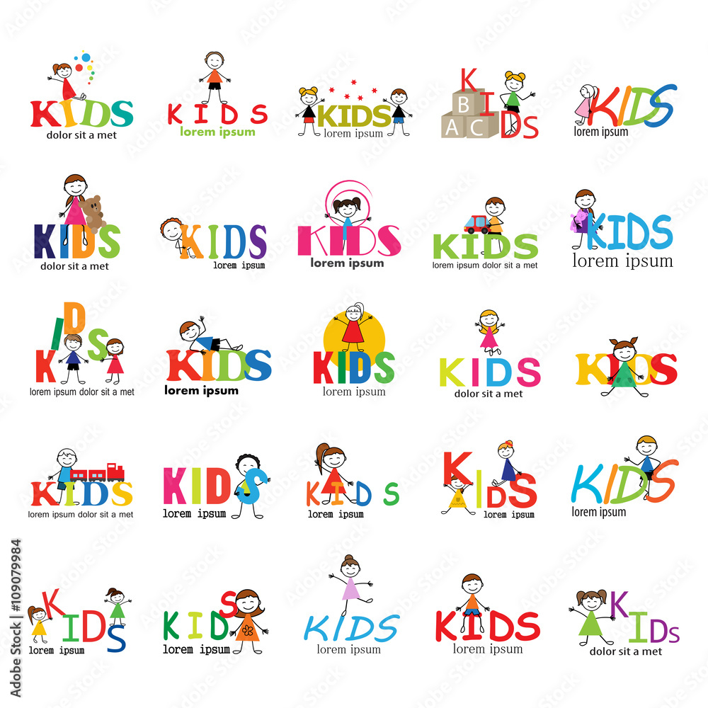 Children Icons Set - Isolated On White Background, Vector Illustration ...