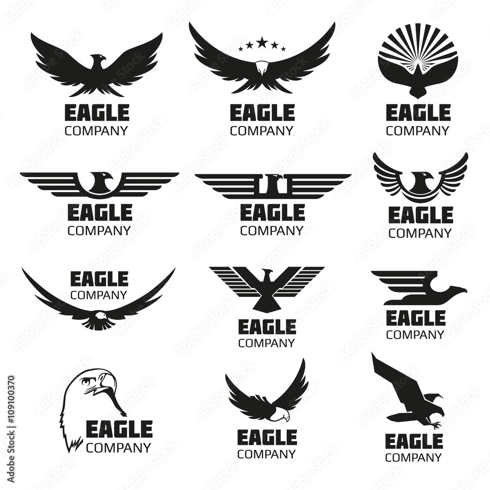 Vector de Stock Heraldic symbols with eagle silhouettes. Vector eagle ...