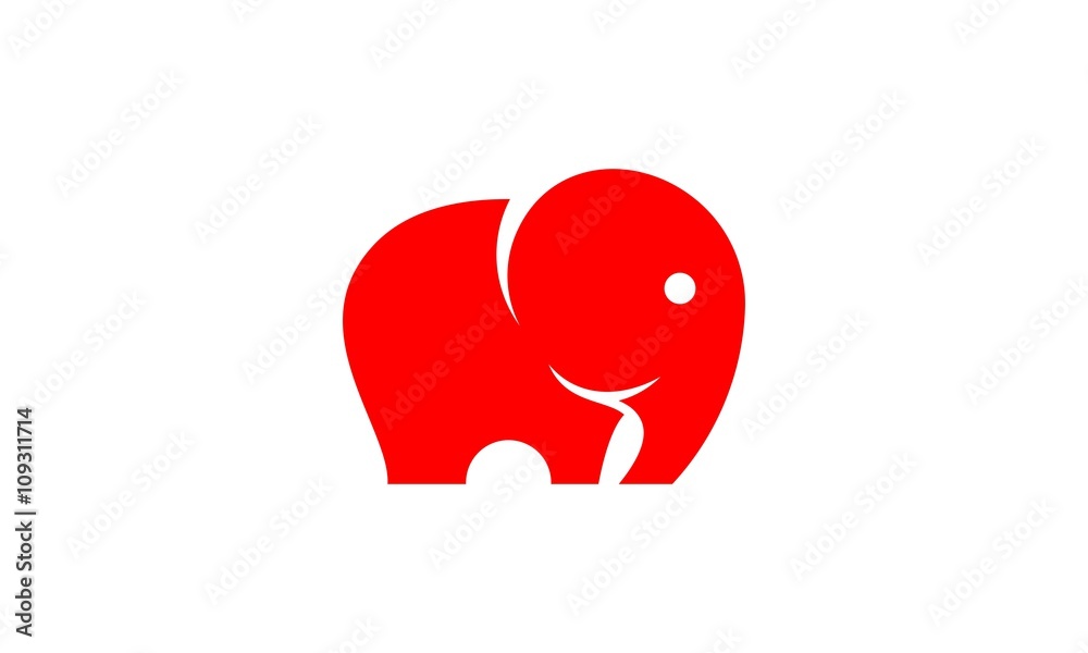 Red Cute Elephant Logo Stock Vector | Adobe Stock