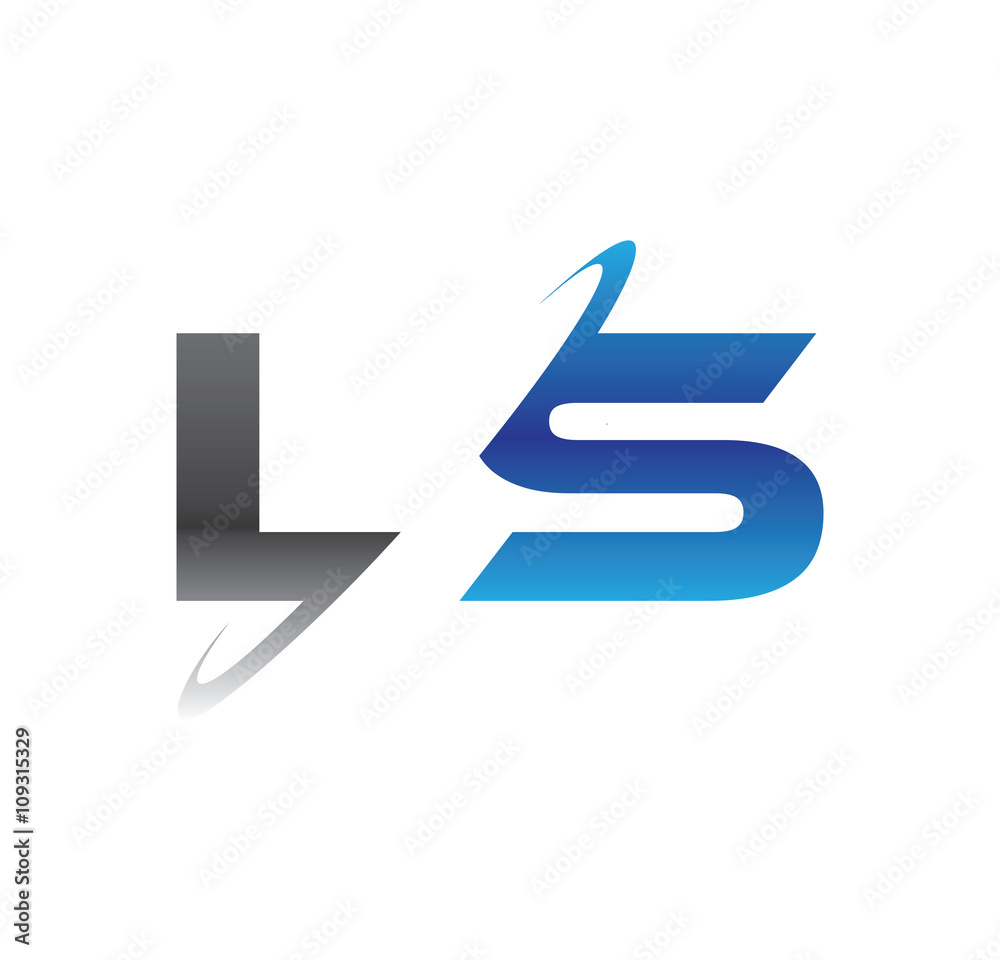 ls initial logo with double swoosh blue and grey Stock Vector | Adobe Stock