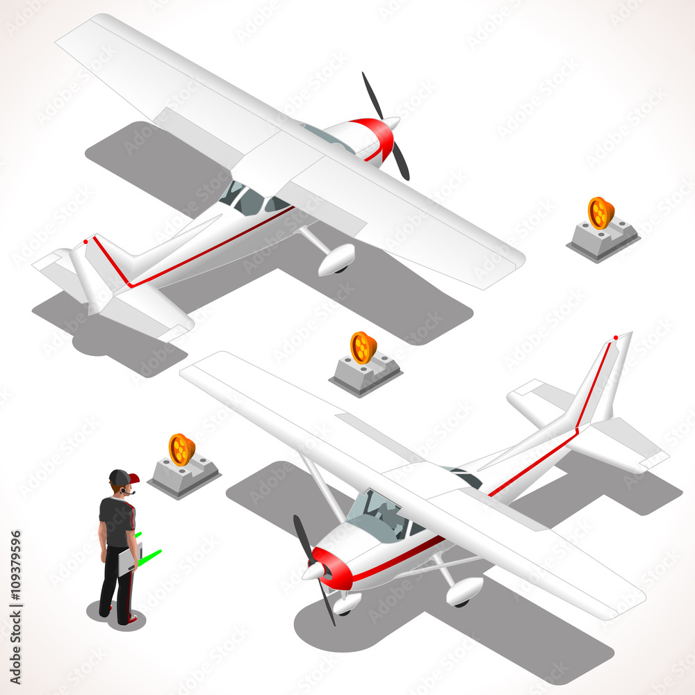 Airplane. Vector ultralight aircraft. Flat 3D Isometric planes ...