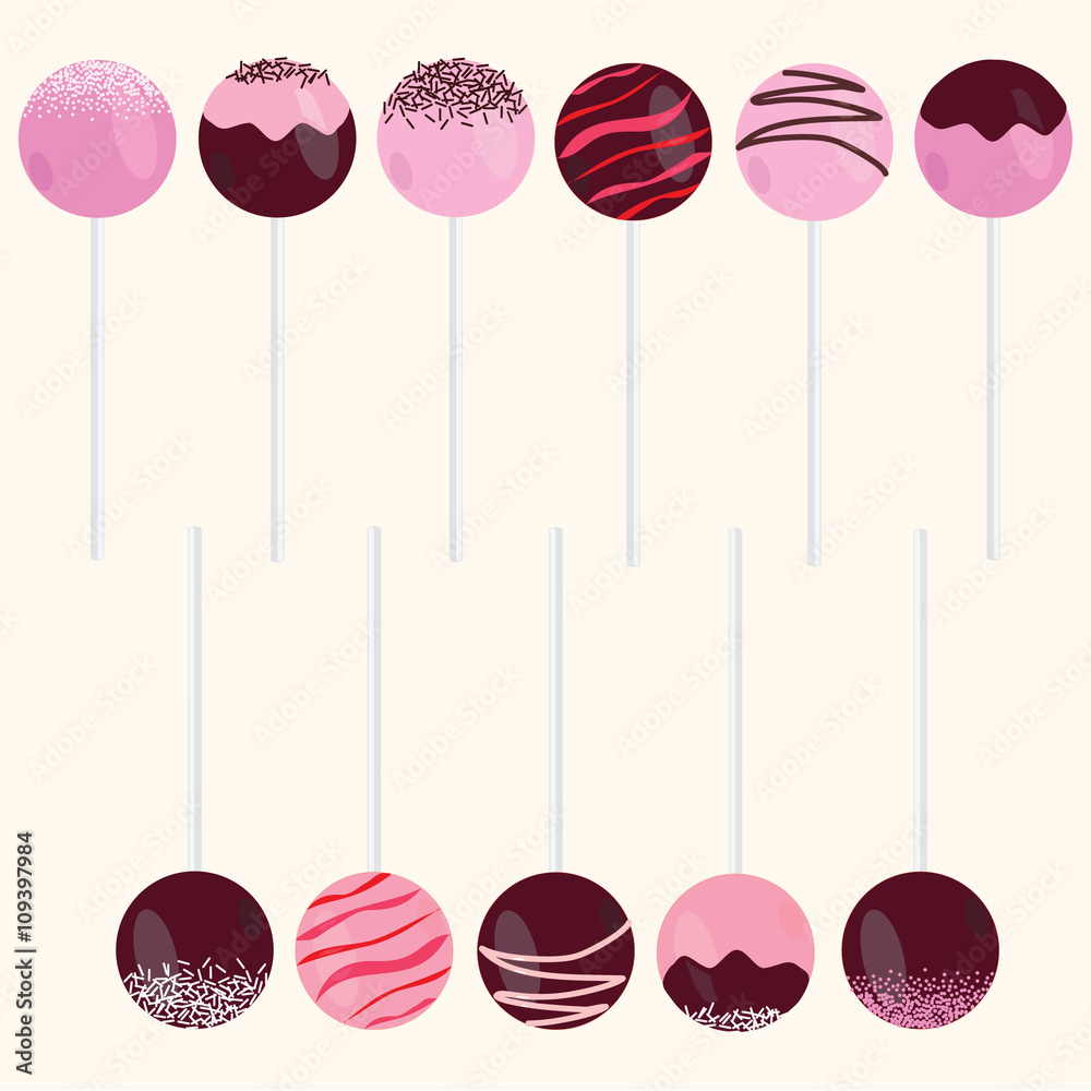 Cake Pops Vector Illustrations Set Stock Vector | Adobe Stock