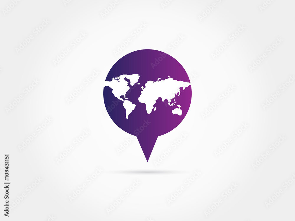 World map in pointer logo Stock Vector | Adobe Stock