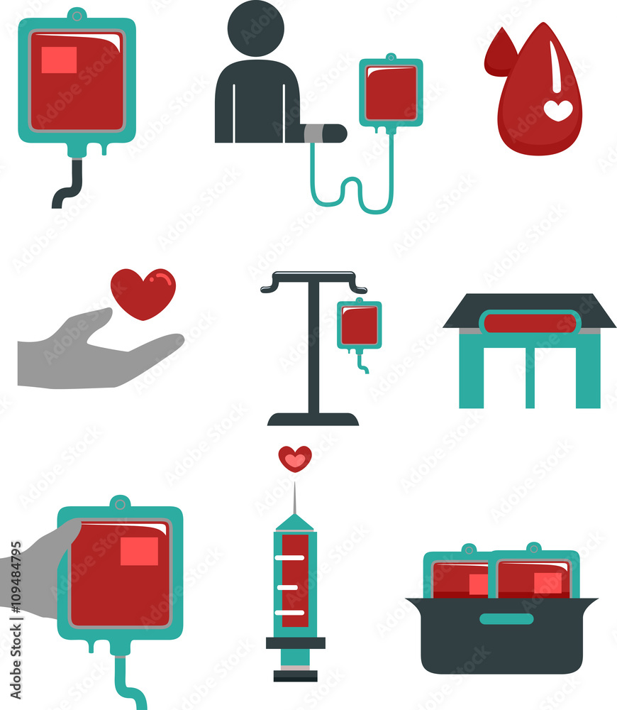 Blood Donation Elements Flat Stock Vector | Adobe Stock