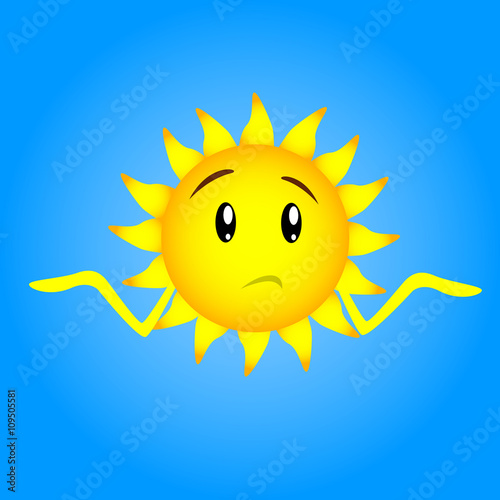 Sun Cartoon Character Sad, Upset Depressed Expression Shrug Shoulders ...