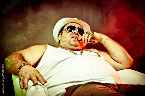 Photo Stock italian funny mafia boss rapper with undershirt and ...