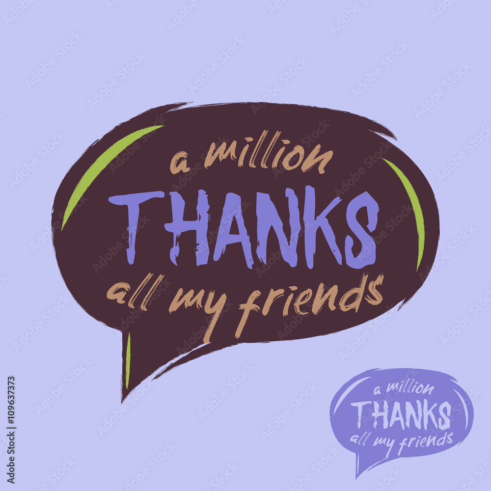 Thanks handwritten vector illustration, lettering isolated on light ...