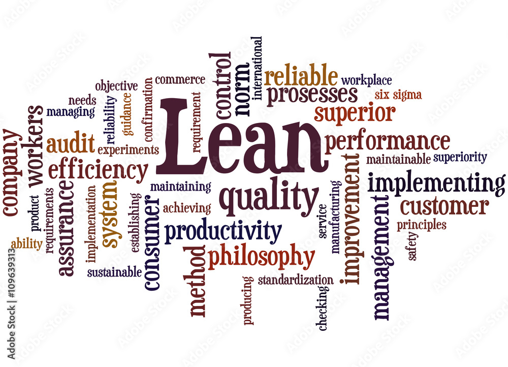 Lean - management approach, word cloud concept Stock Illustration ...