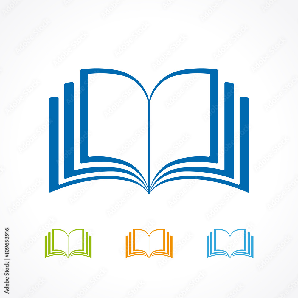 Open book icon. Color book icon vector isolated on white background ...